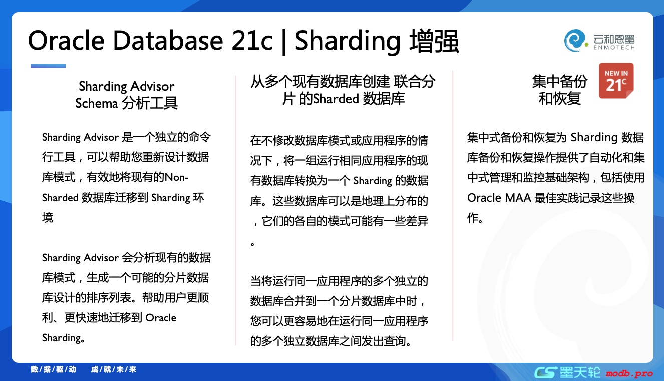 Oracle Database 21c 新特性：Sharding从自动化建议到集中备份恢复 - 墨天轮