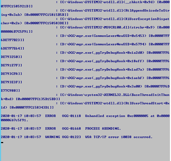 OGG mgr启动报错OGG-01223 WSA TCP/IP error 10038 occurred - 墨天轮
